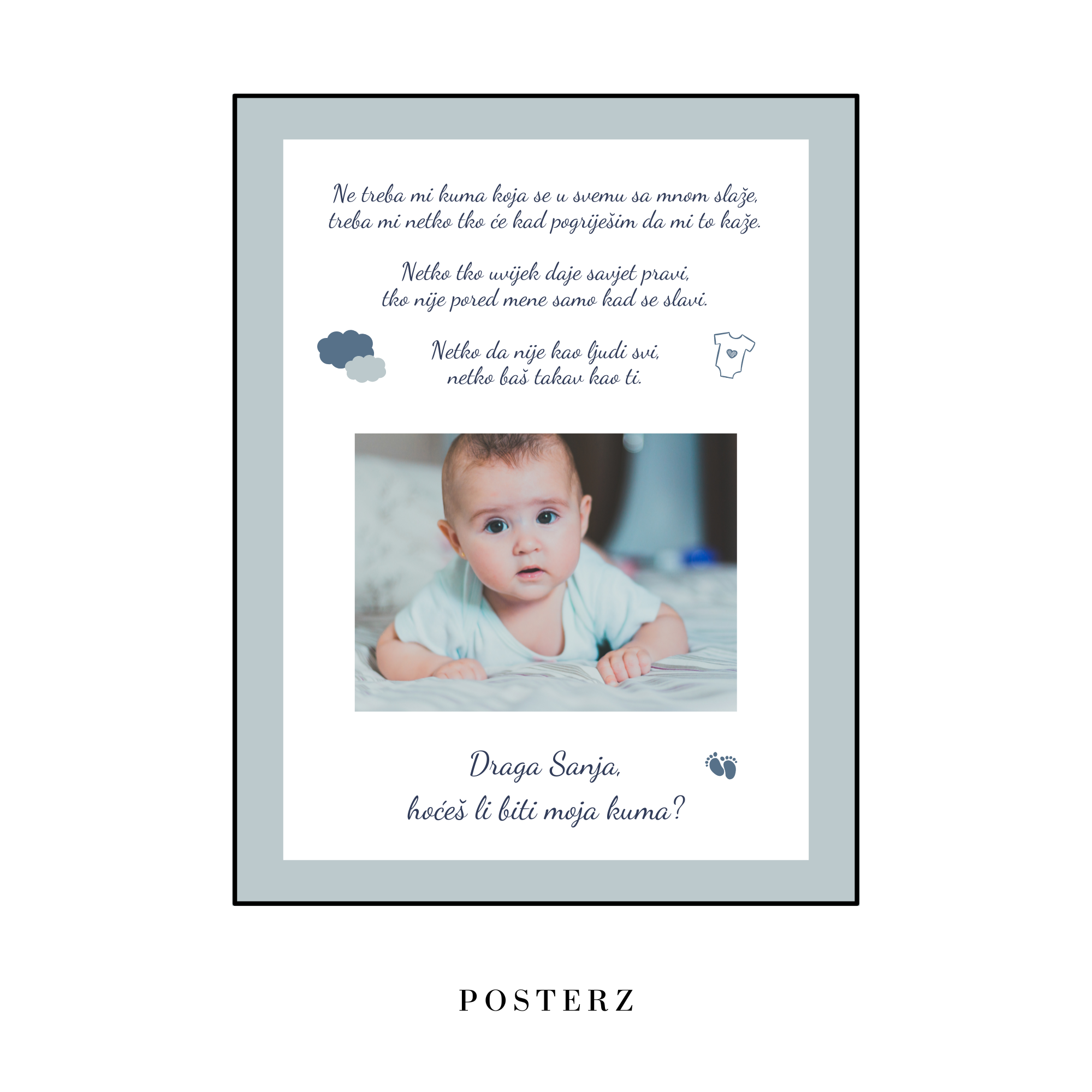 Hoćeš li biti moja krsna kuma? | Poklon za kumu – Posterz design