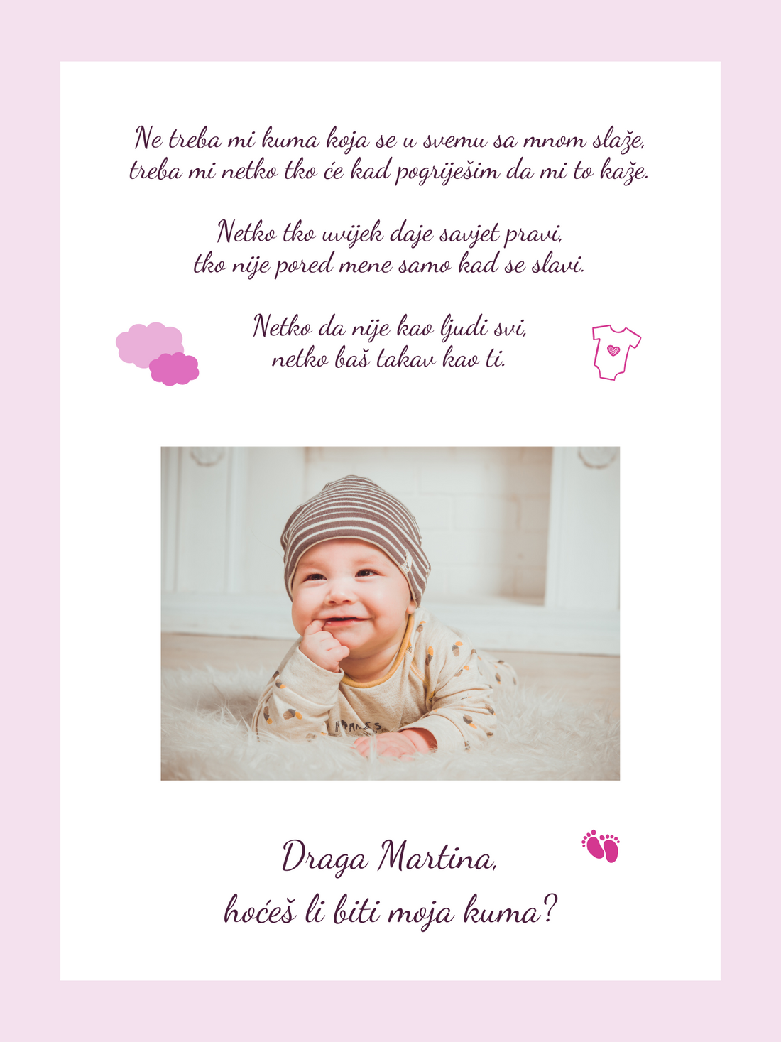 Hoćeš li biti moja krsna kuma? | Poklon za kumu – Posterz design